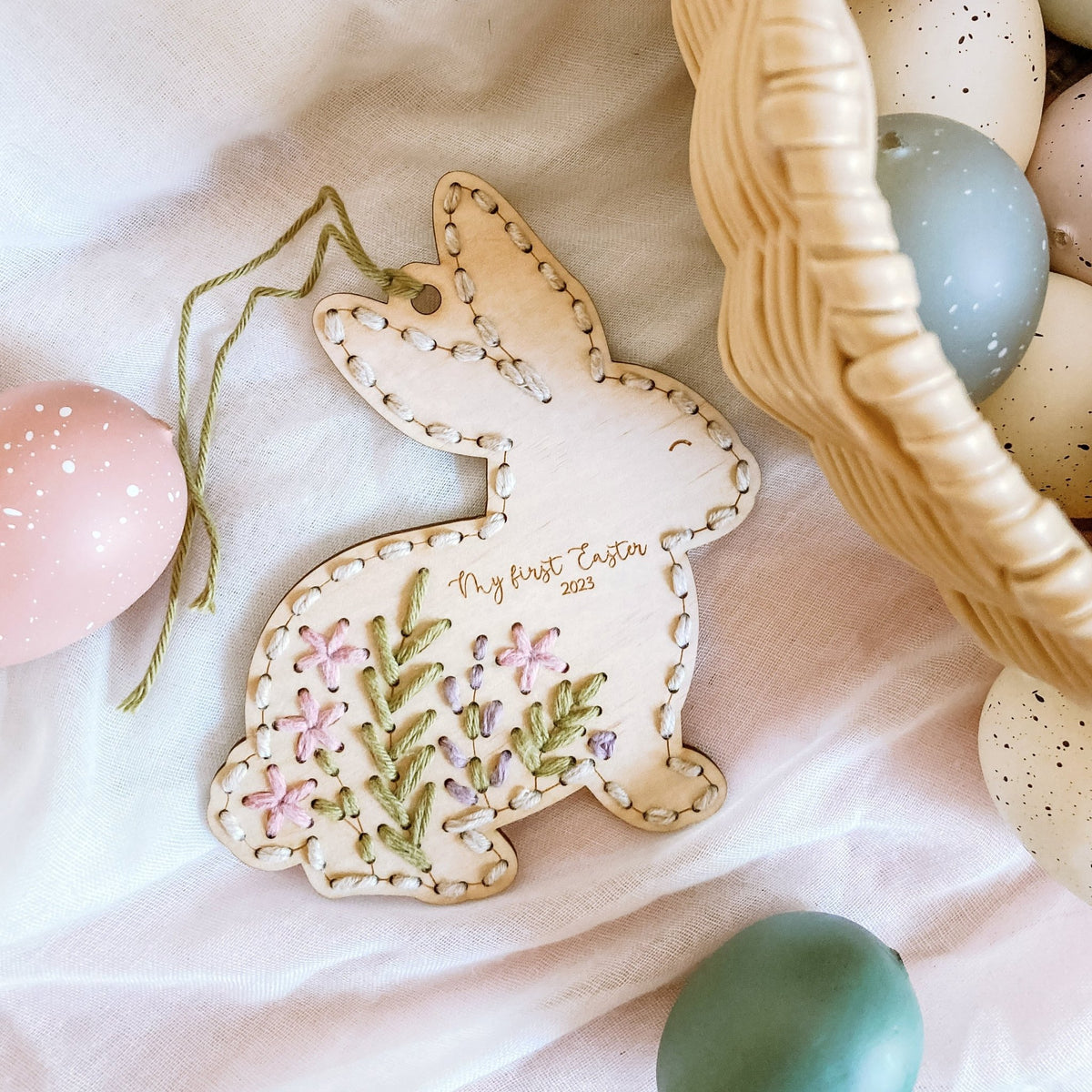 Embroidered Bunny Keepsake - Shartruese Easter Keepsakes