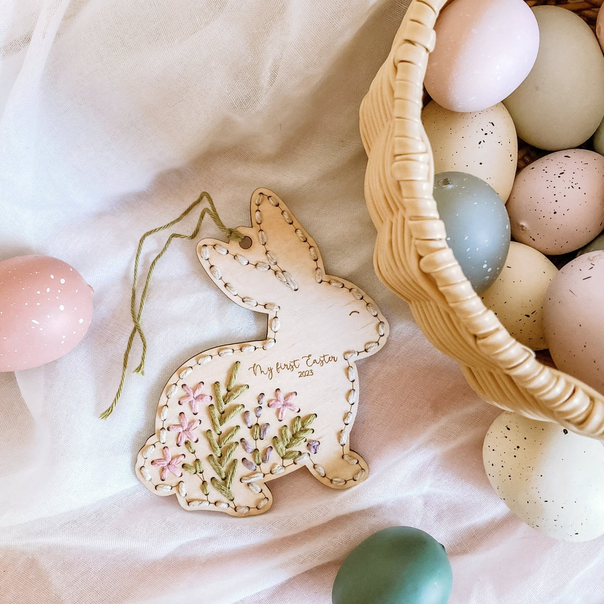 Embroidered Bunny Keepsake - Shartruese Easter Keepsakes