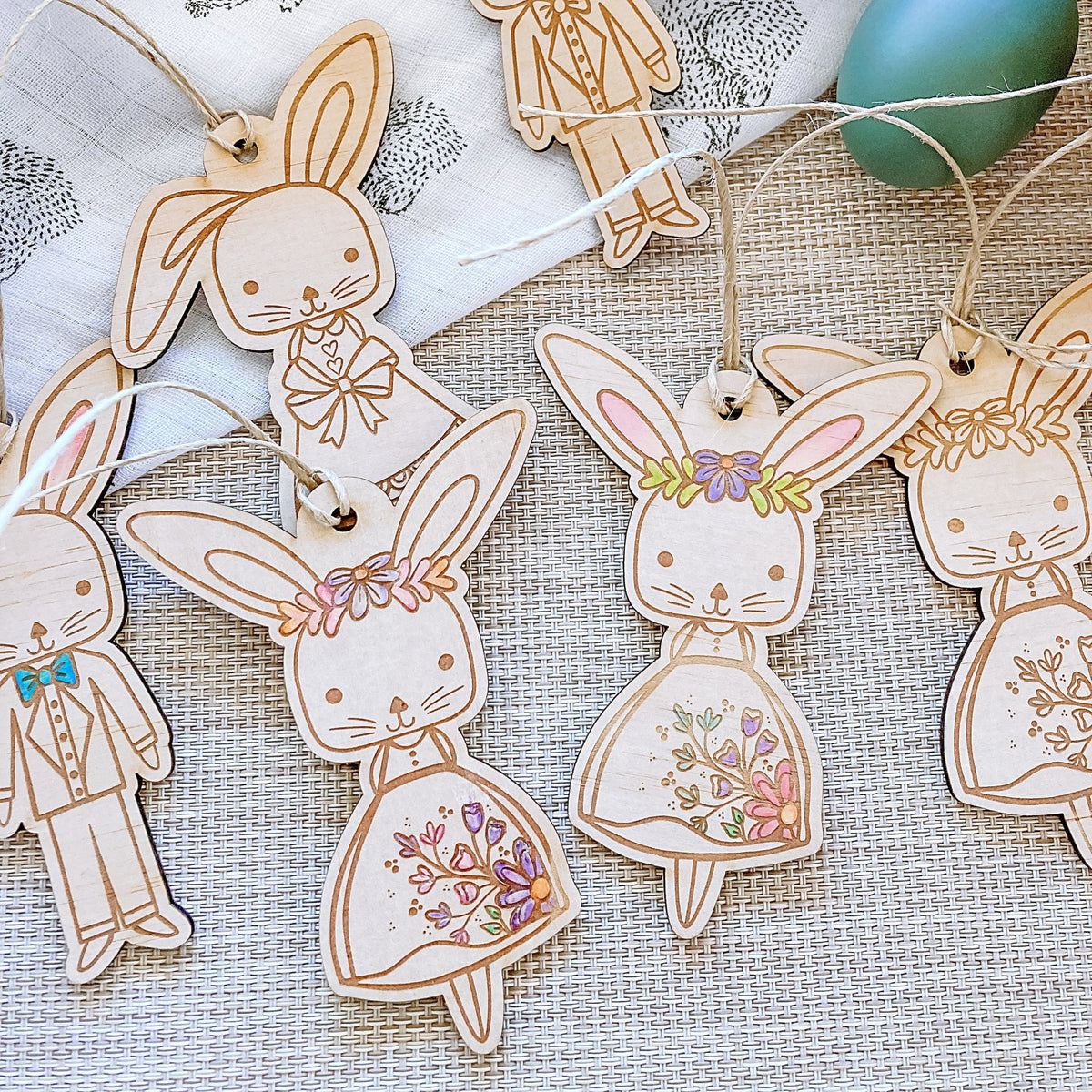 Fancy Dress Bunny Tags - Shartruese Easter Keepsakes